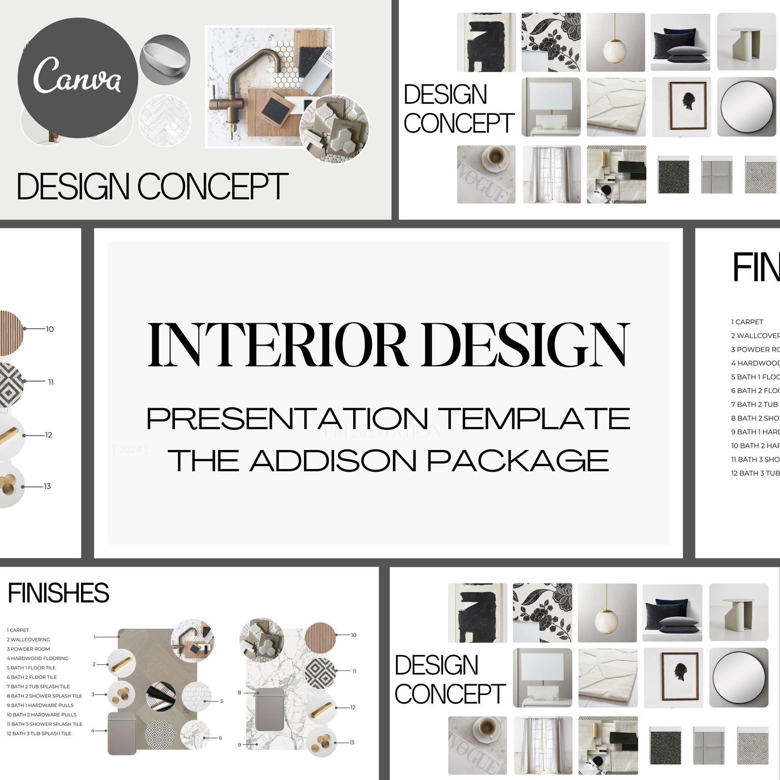 Interior Designer Editable Canva Presentation Template, Moodboard ...