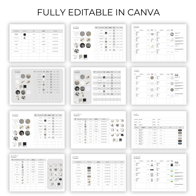 Interior Design Schedule Template, Fully Editable With Canva, Fixture ...