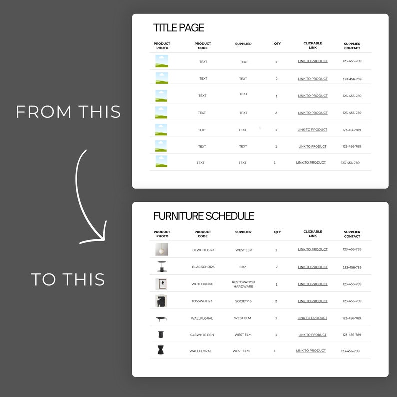 Interior Design Schedule Template, FF&E Canva Template, Edit in Canva ...