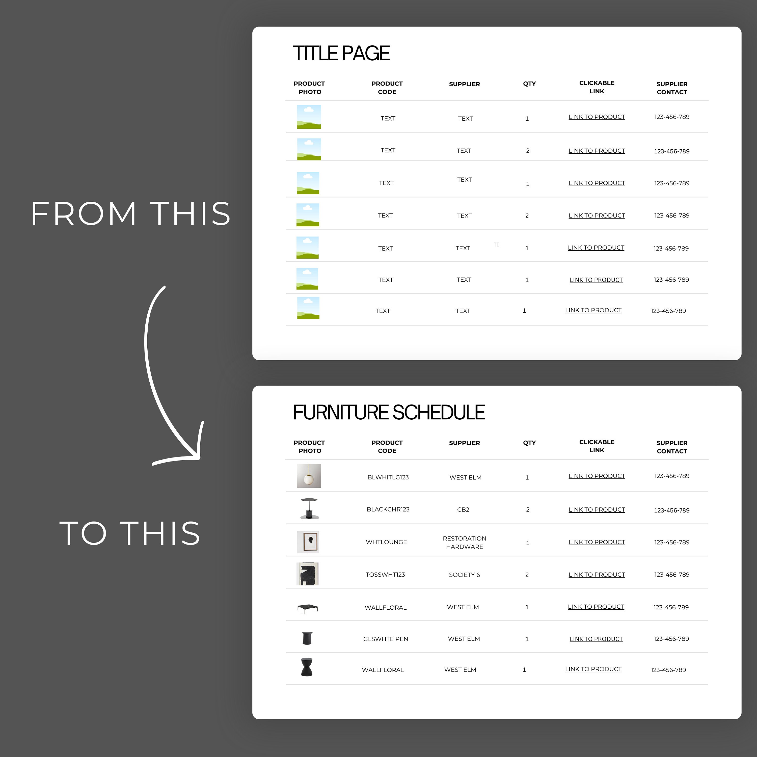 Interior Design Schedule Template, FF&E Canva Template, Edit in Canva ...