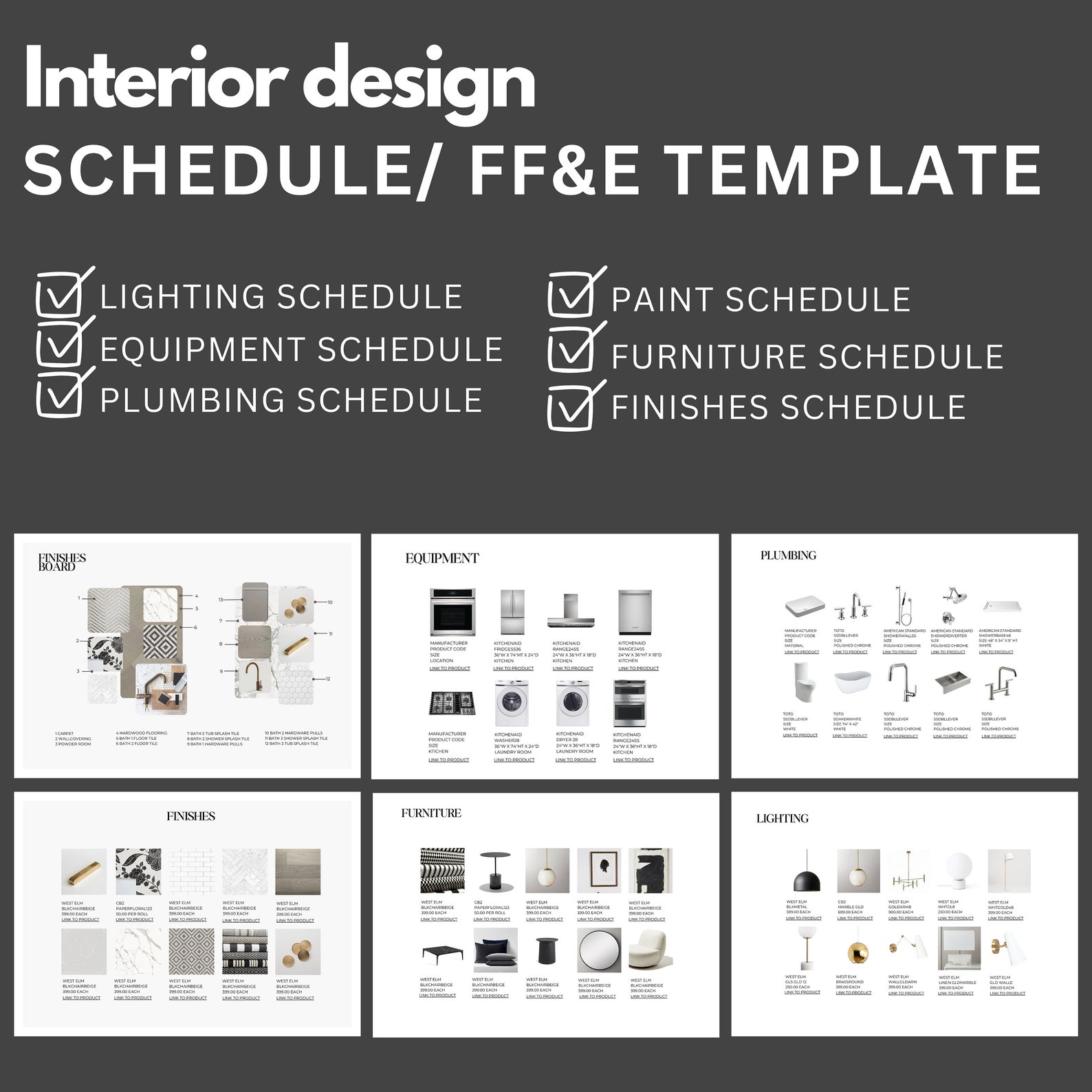 Interior Design Schedule Template, Fully Editable With Canva, Fixtures ...