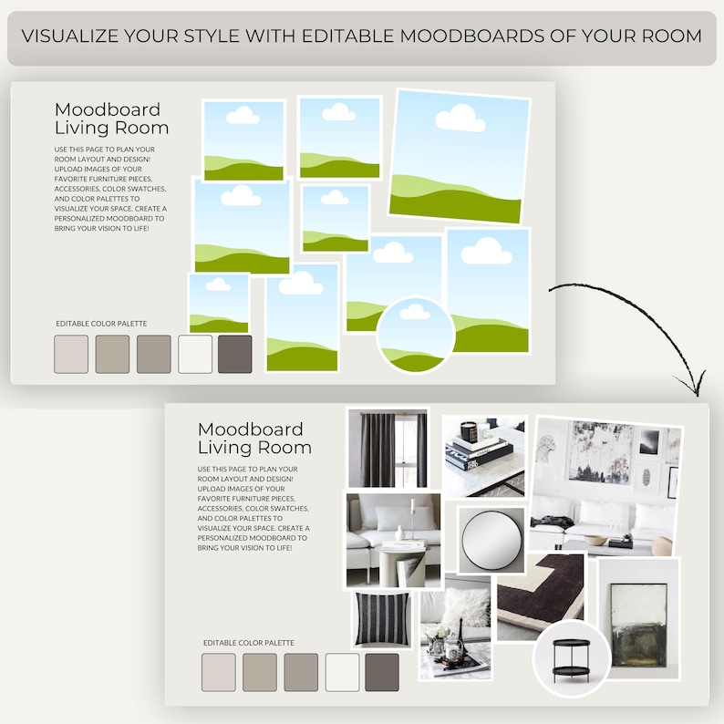 Living and Dining Room Planner Template Canva, Drag and Drop Furniture ...