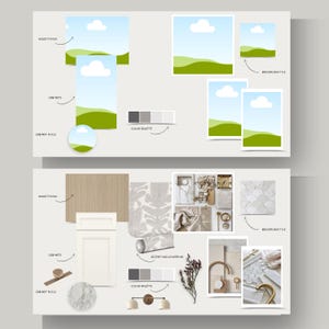Interior Design Canva Editable Moodboard Template, Bathroom and Kitchen ...