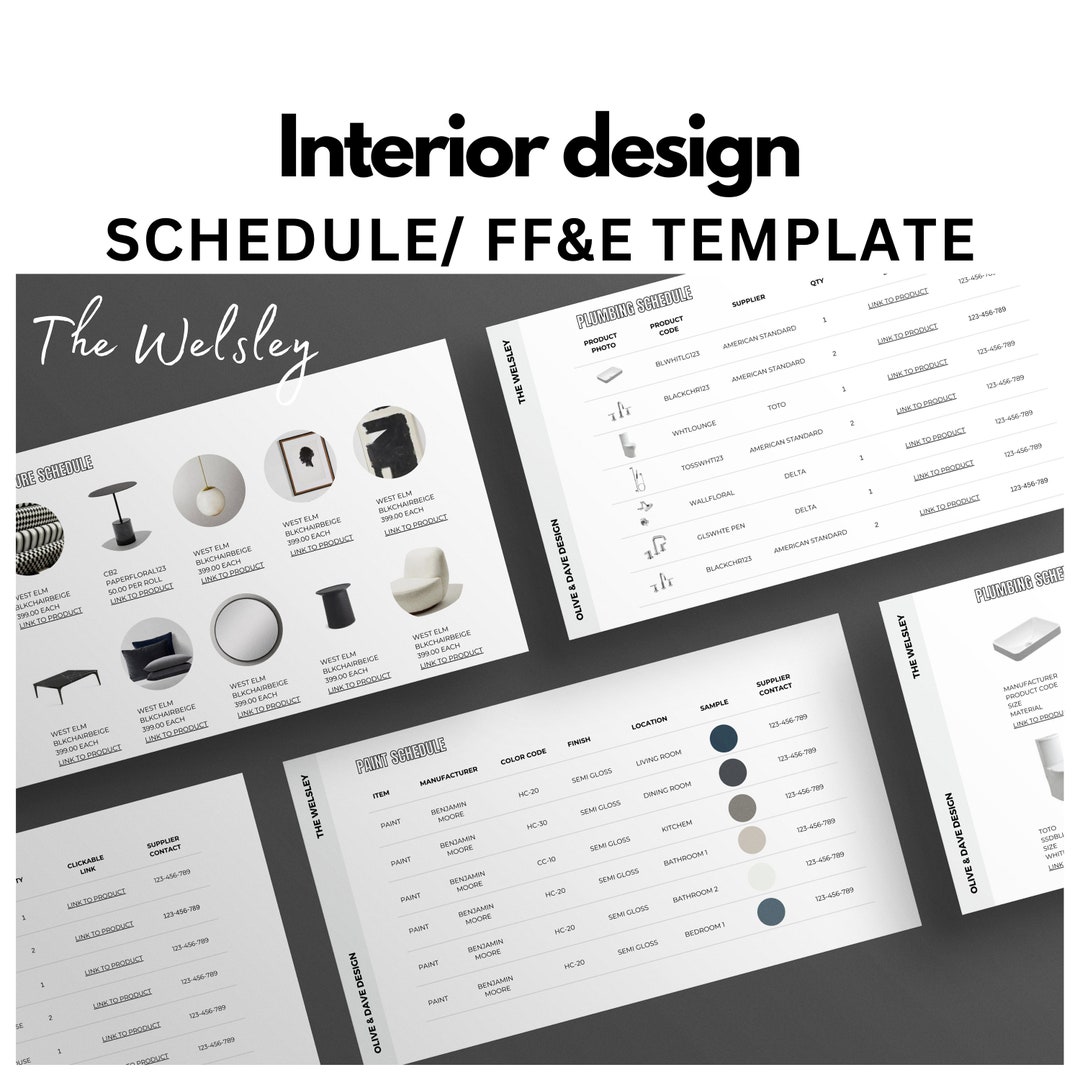 Interior Design Schedule Template, Fully Editable With Canva, Fixtures ...