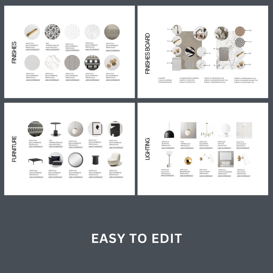 Interior Design Schedule Template, Fully Editable With Canva, Fixtures ...