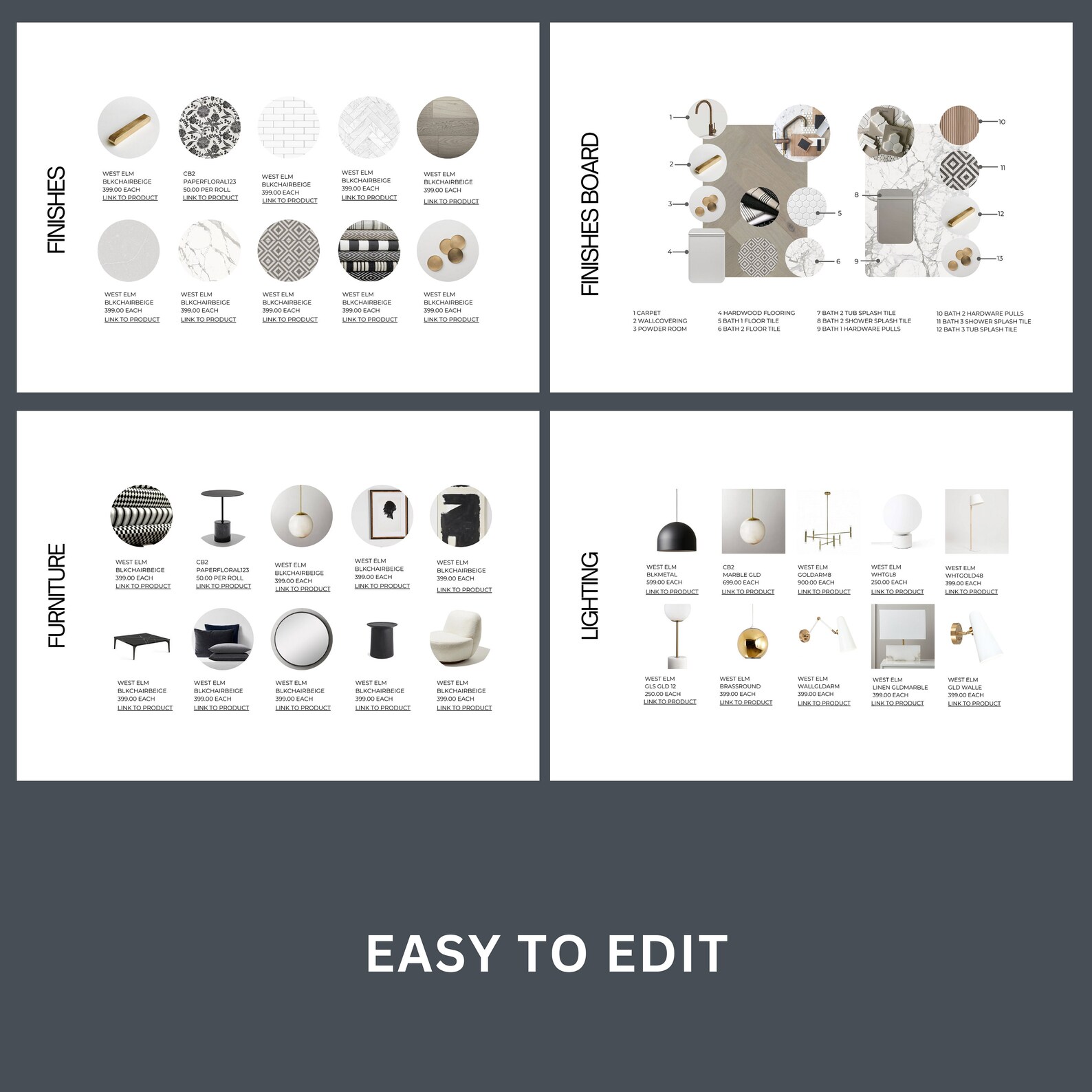 Interior Design Schedule Template, Fully Editable With Canva, Fixtures ...
