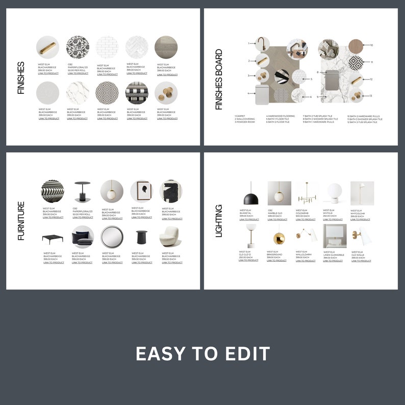 Interior Design Schedule Template, Fully Editable With Canva, Fixtures ...
