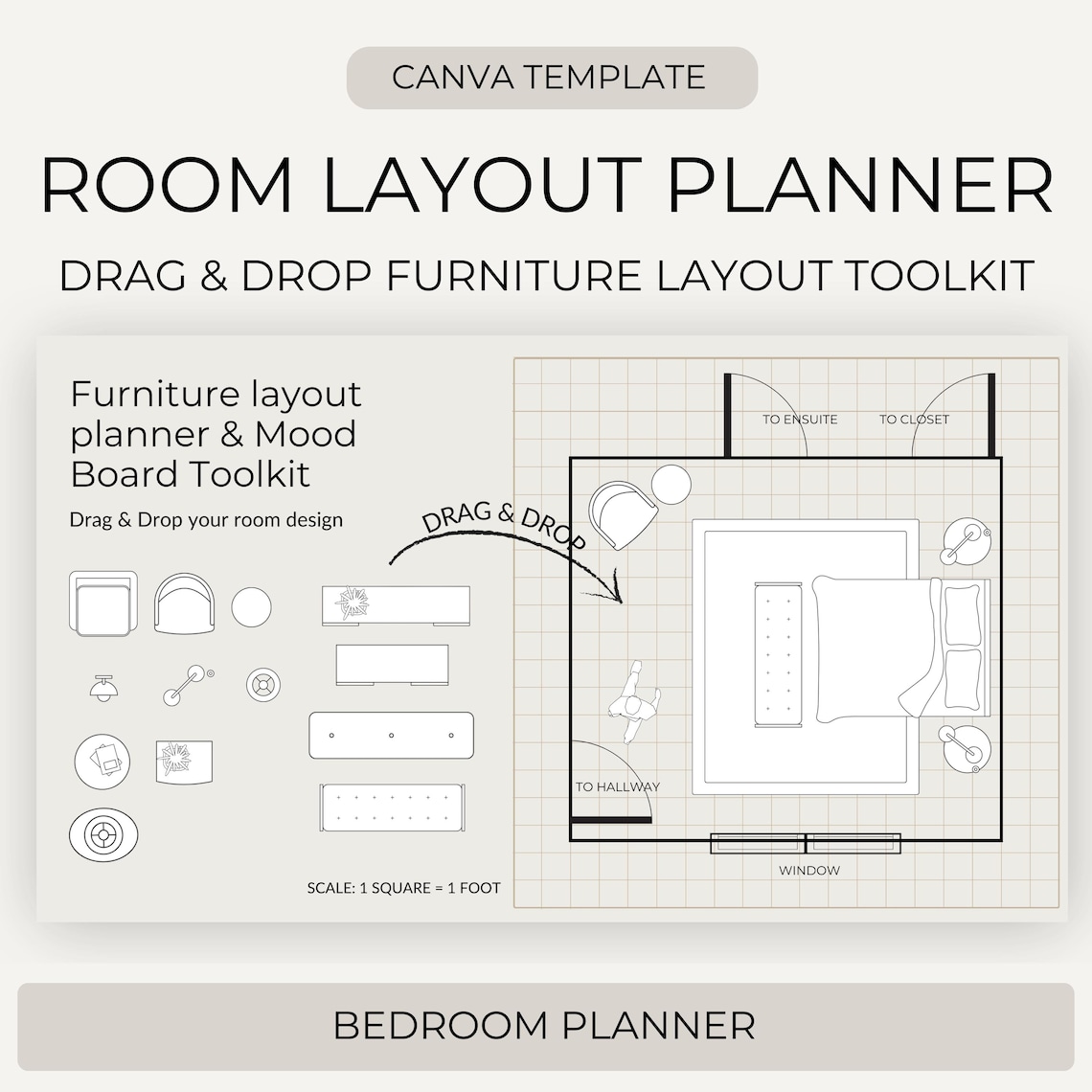 Bedroom Layout Planner Canva Template | Furniture Layout Tool | Room ...