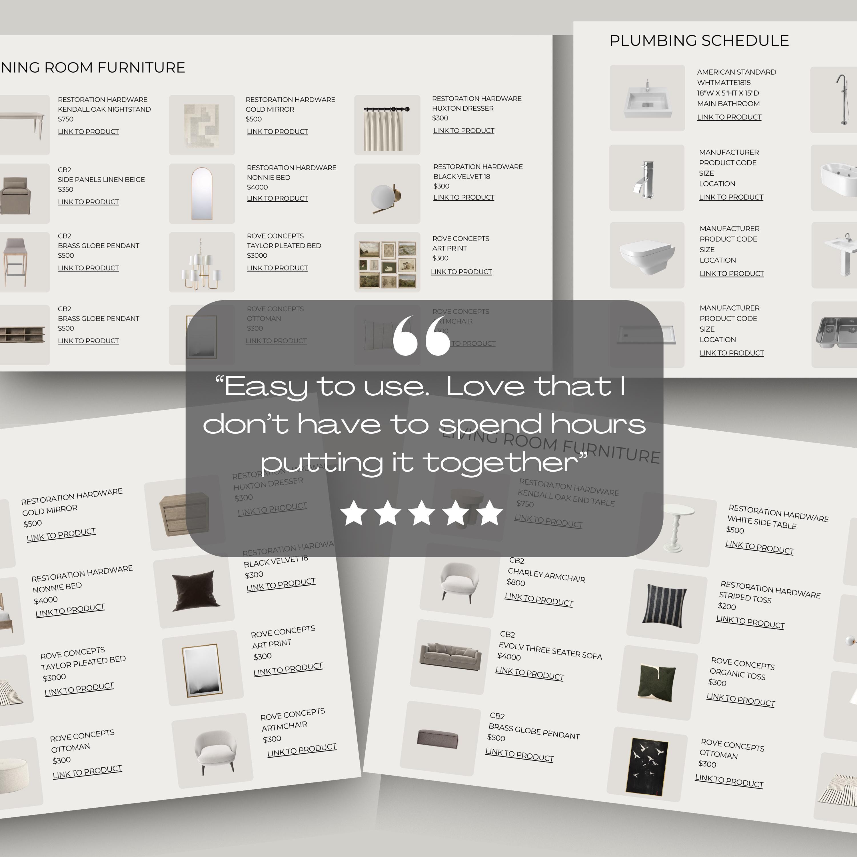Interior Design FF&E Schedule Template: Canva Mood Board, Spec Sheet (digital Download) - Etsy