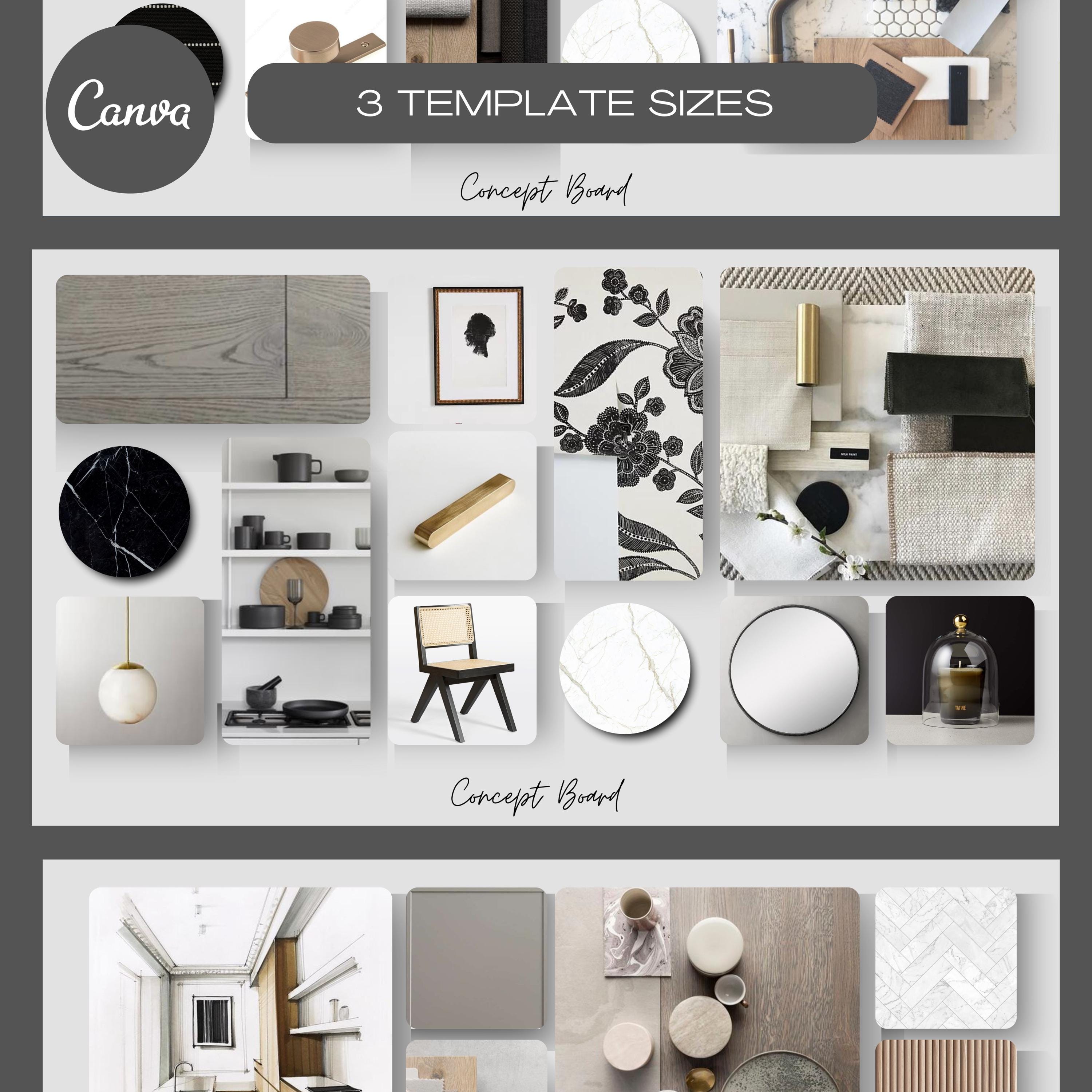 Interior Design Canva Finishes Board Mood Board Template, Edit in Canva ...