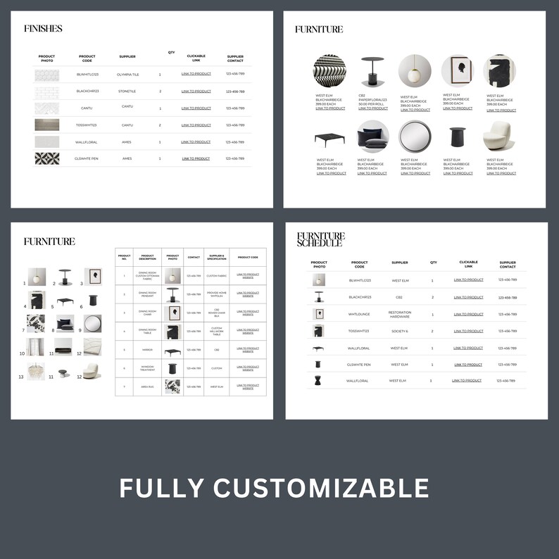 Interior Design Schedule Template, Fully Editable With Canva, Fixtures ...