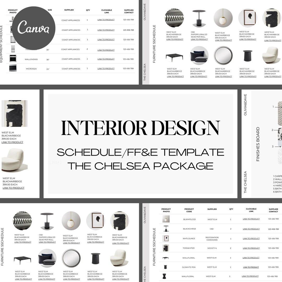 Interior Design Schedule Template, Fully Editable With Canva, Fixtures ...