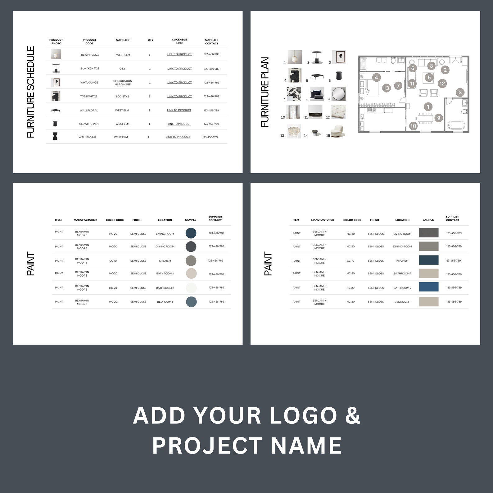 Interior Design Schedule Template, Fully Editable With Canva, Fixtures ...