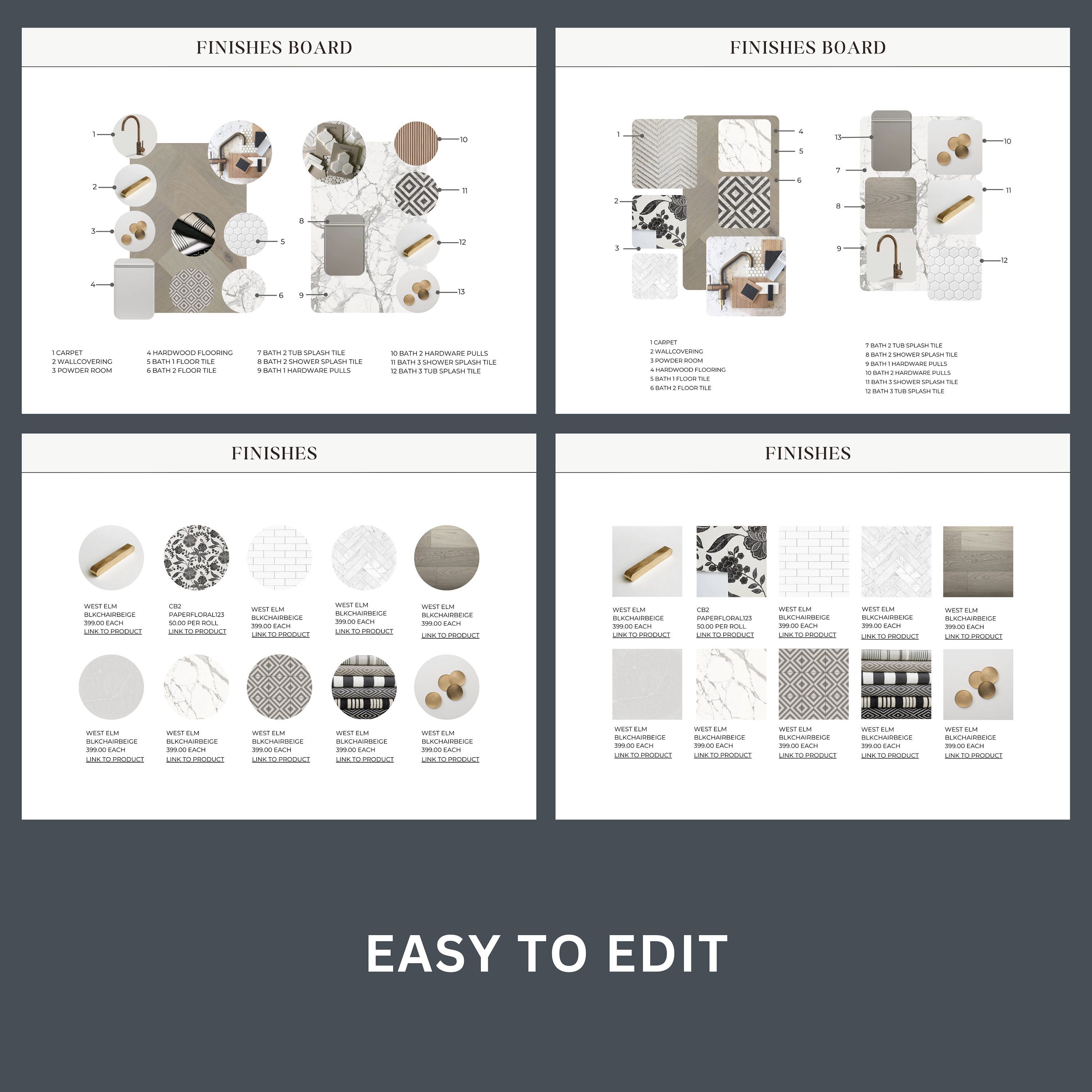 Interior Design Schedule Template, Fully Editable With Canva, Fixtures ...