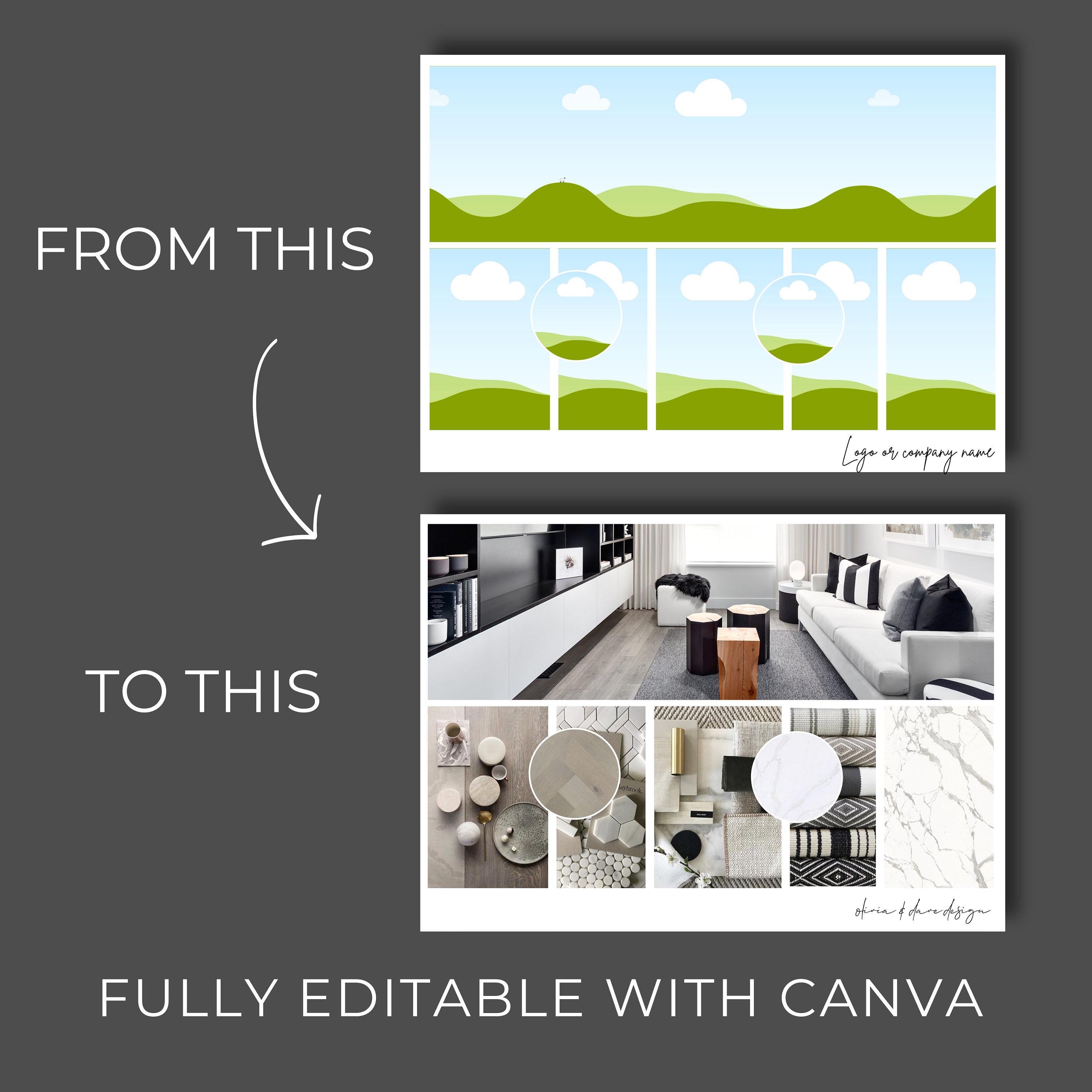 Interior Design Moodboard Template, Canva Editable Moodboard, Furniture ...