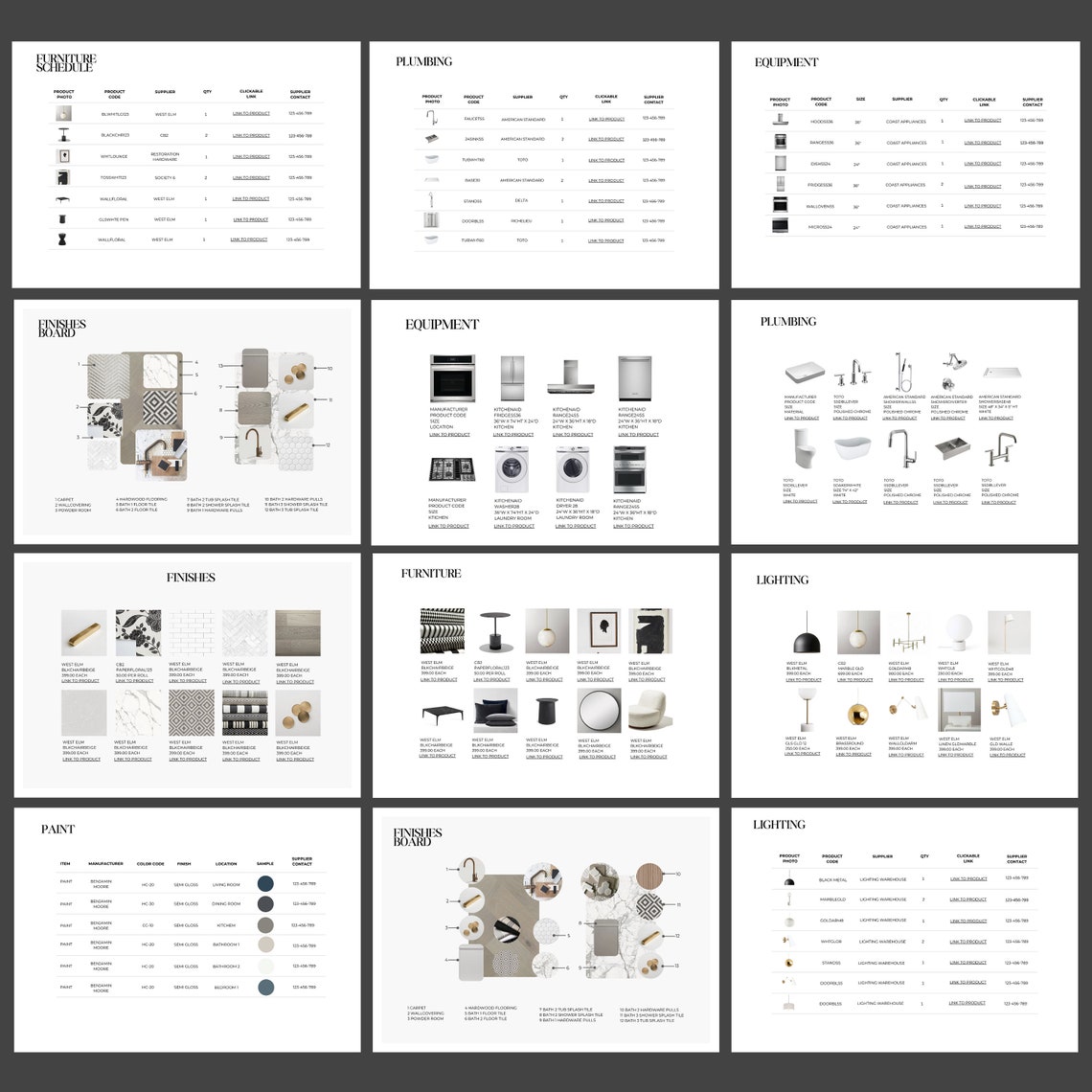 Interior Design Schedule Template, Fully Editable With Canva, Fixtures ...