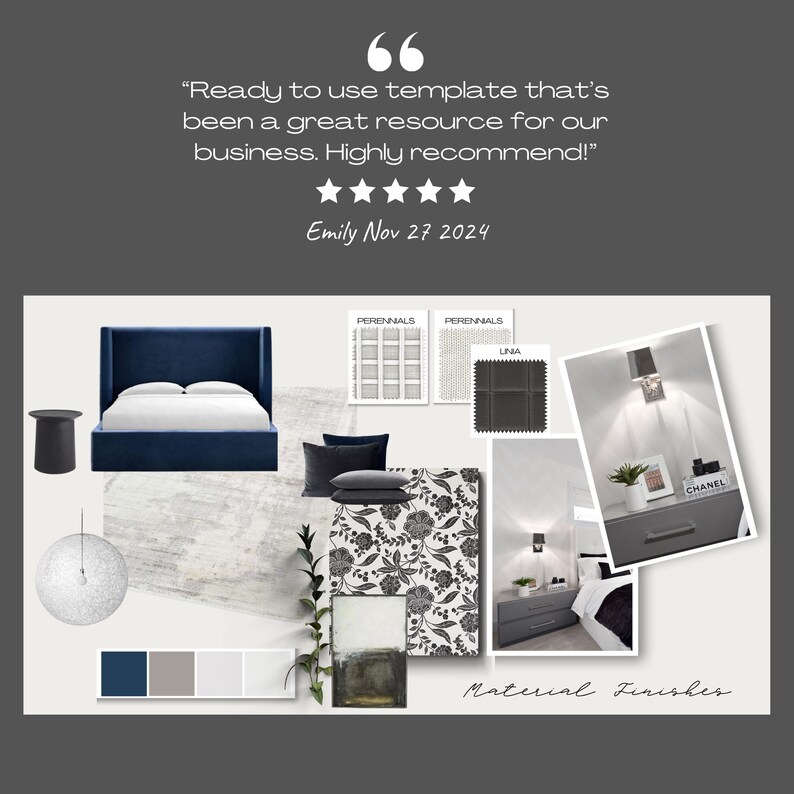 Furniture & Finishes Mood Board Canva Template • Editable FF and E ...