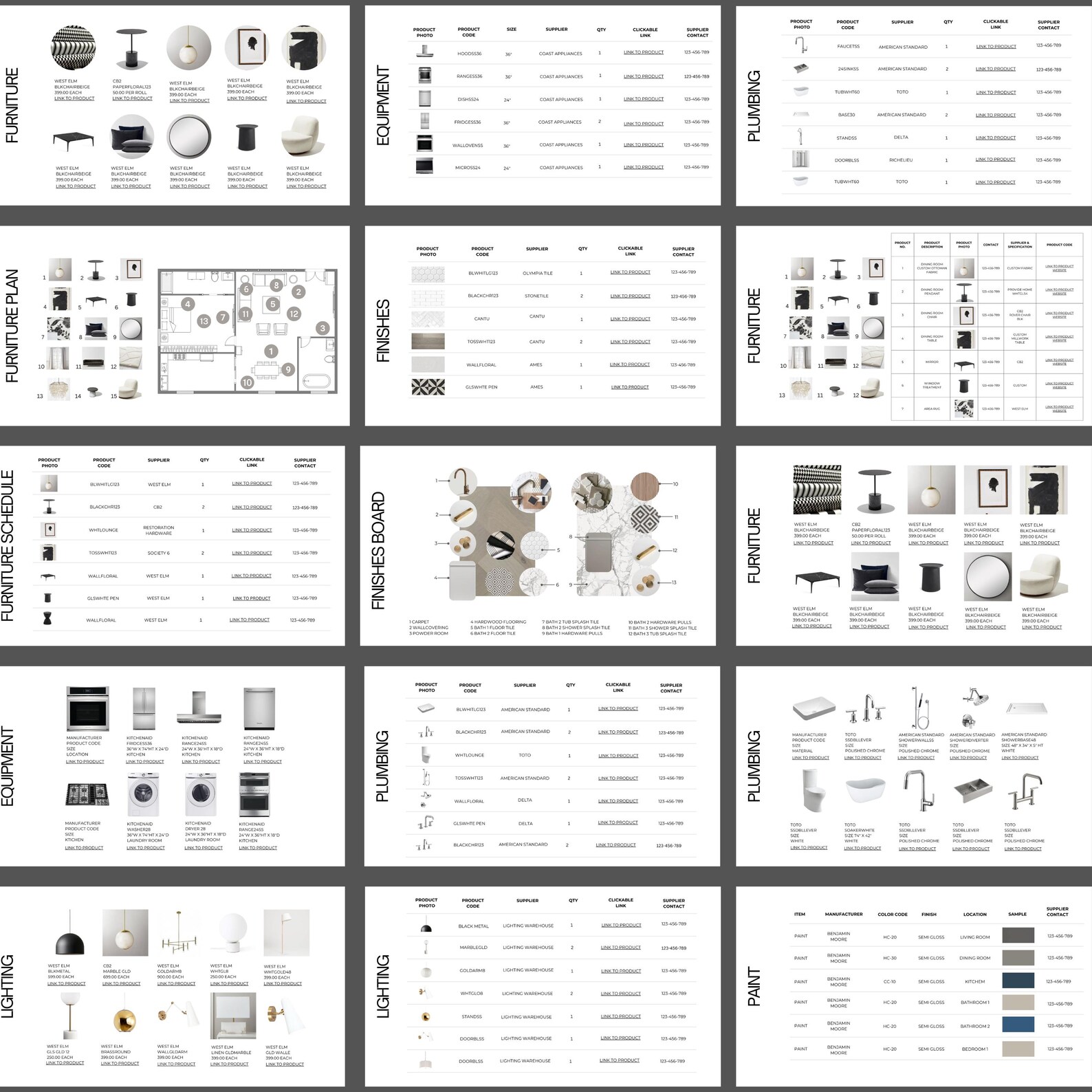 Interior Design Schedule Template, Fully Editable With Canva, Fixtures ...