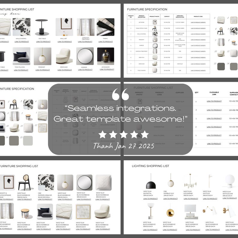 Interior Design Shopping List Template: Modern Minimalist Canva ...