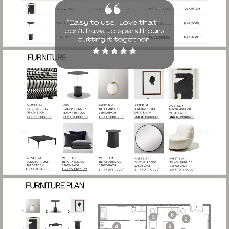 Interior Design FFE Schedule Template, Canva Fully Editable, Furniture ...