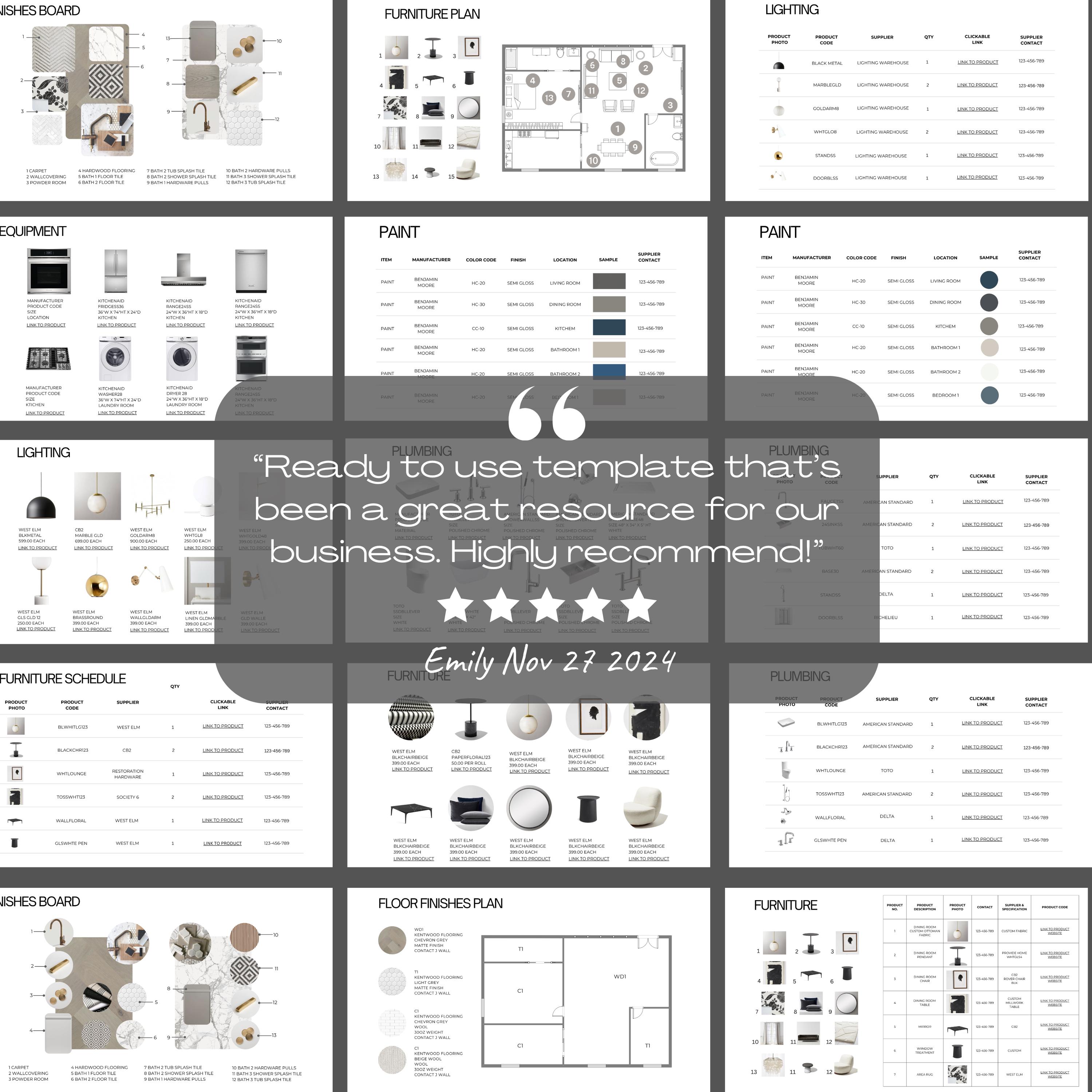 Interior Design Schedule Template, FF&E Canva Template, Edit in Canva ...