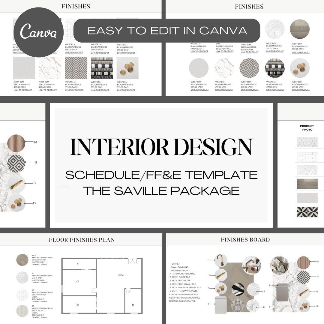 Interior Design Schedule Template, Fully Editable With Canva, Fixtures ...