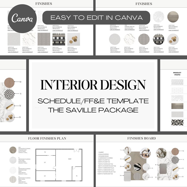 Interior Design Schedule Template, Fully Editable With Canva, Fixtures ...