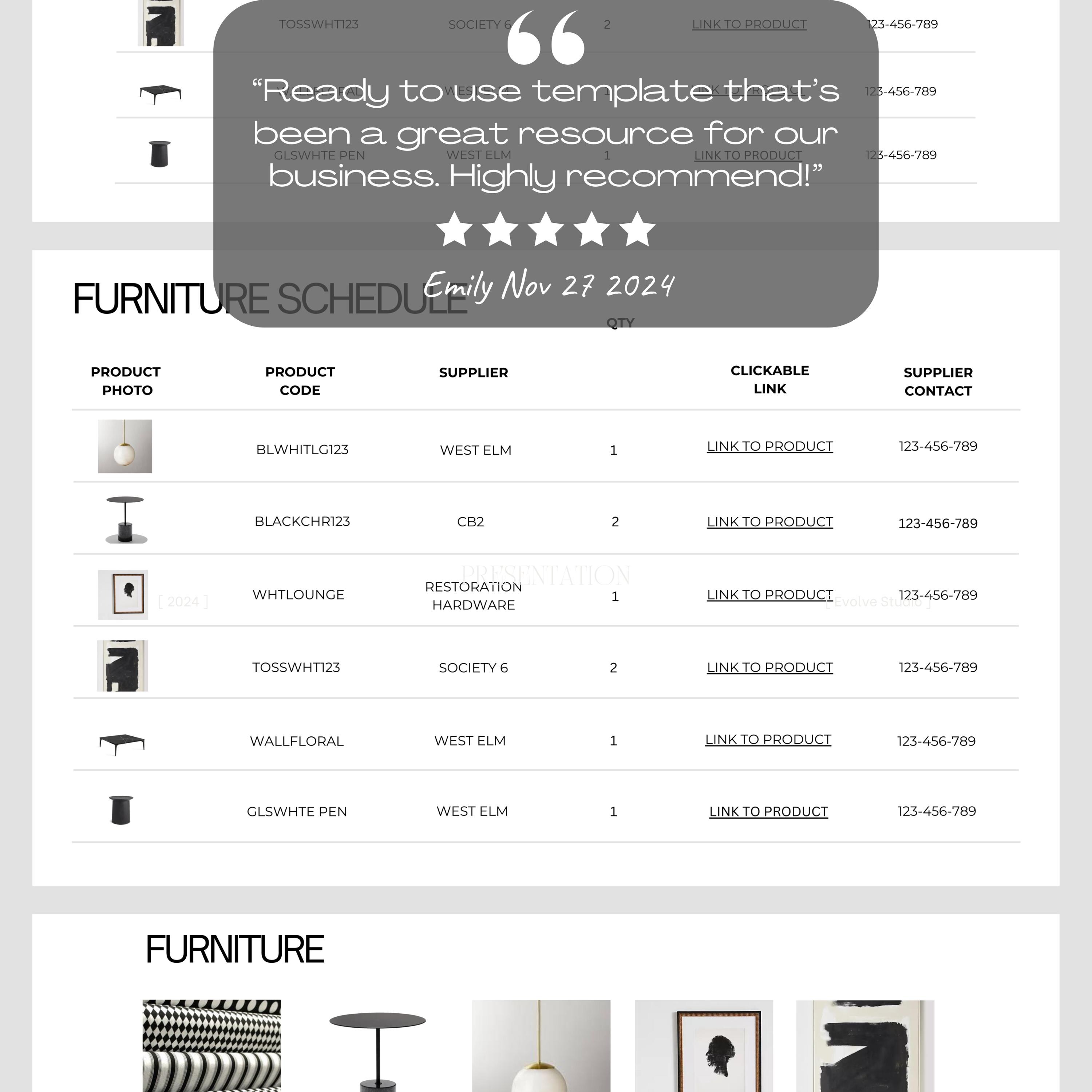 Interior Design Schedule Template, FF&E Canva Template, Edit in Canva ...