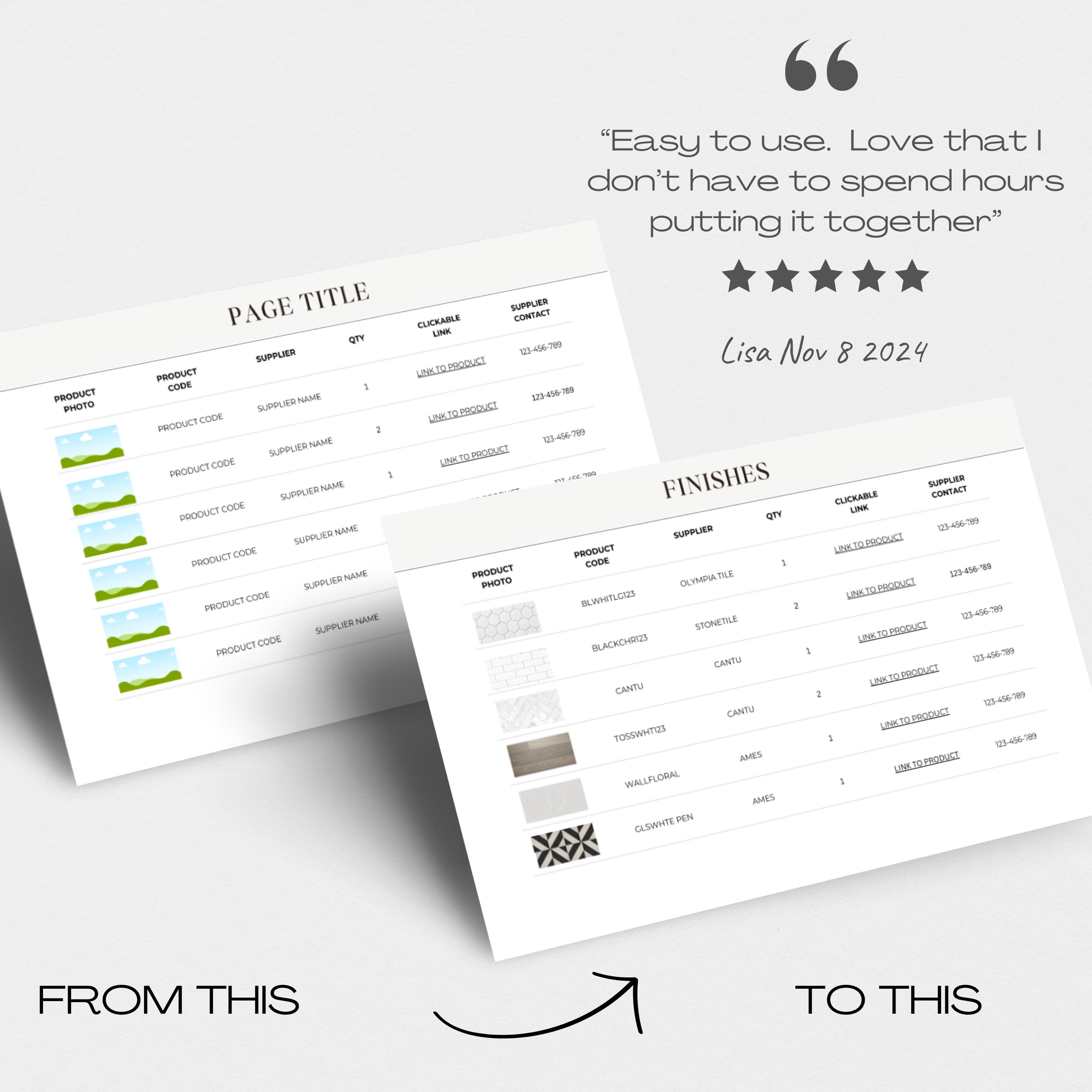 Interior Design Schedule Template, Fully Editable With Canva, Fixtures ...