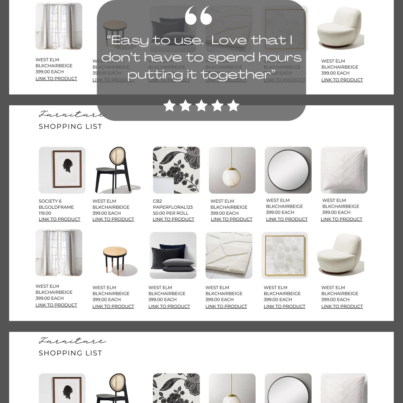 Interior Design Shopping List Template: Editable Furniture Board (canva ...