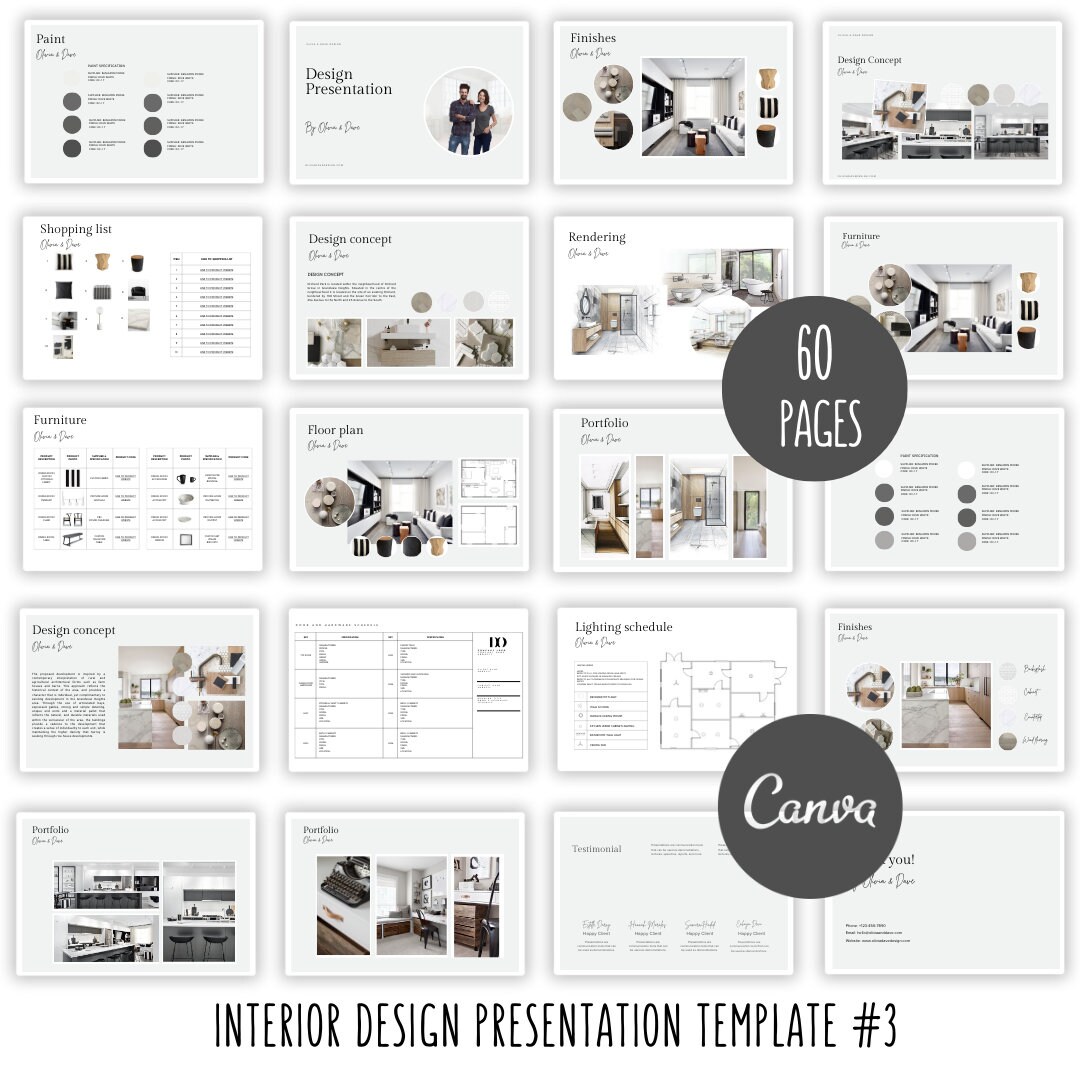 Interior Designer Editable Canva Presentation Template - Etsy