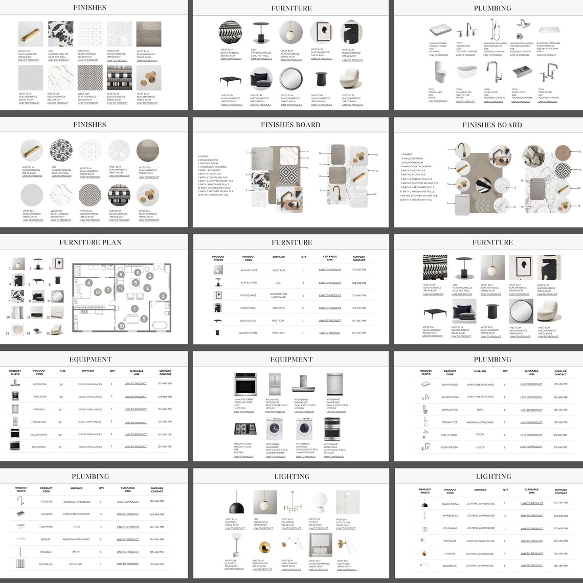 Interior Design FF&E Schedule Template: Editable Canva Shopping List - Etsy