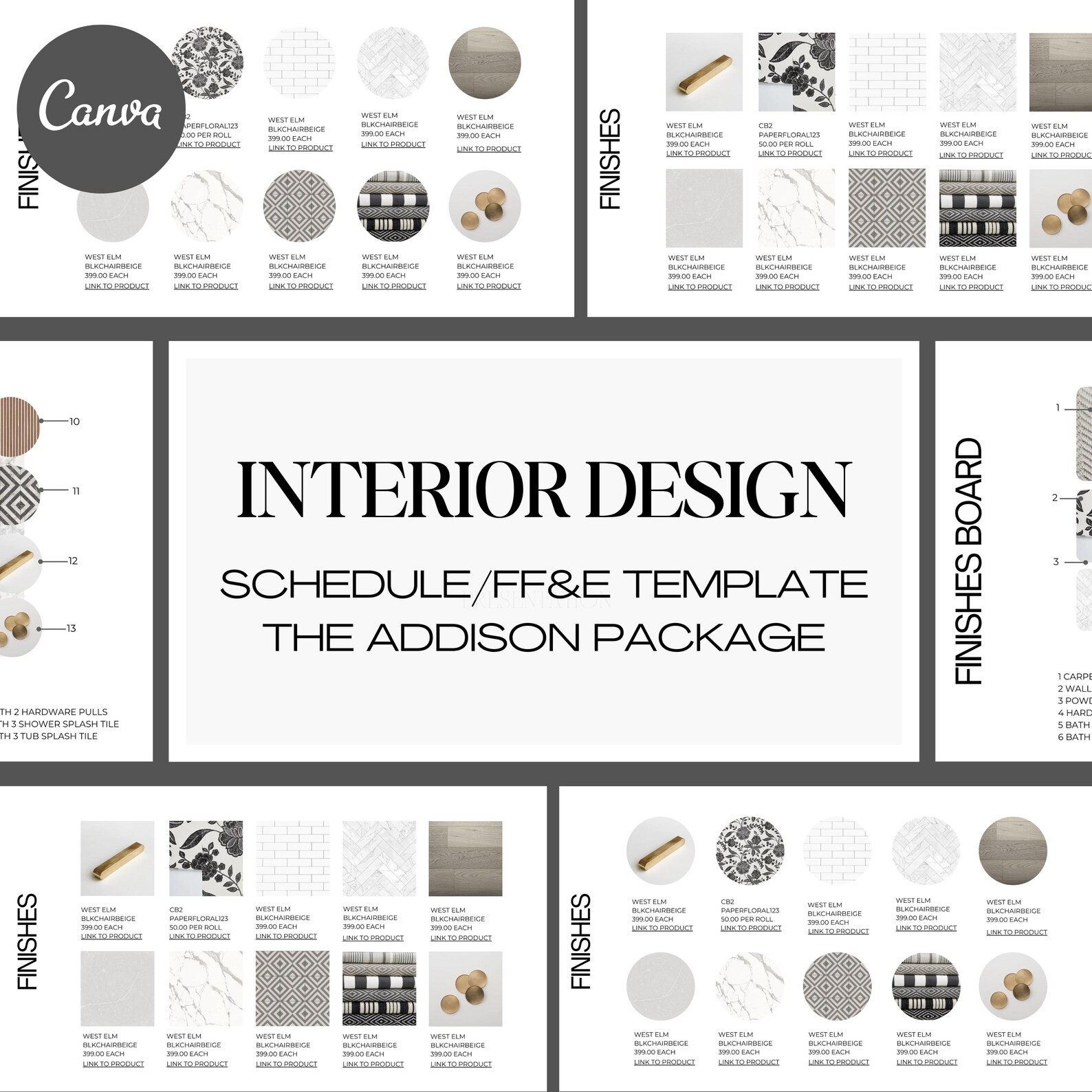 Interior Design Schedule Template, Fully Editable With Canva, Fixtures ...