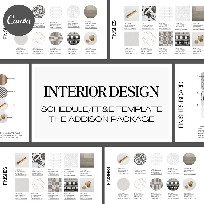 Interior Design Schedule Template, Fully Editable With Canva, Fixtures ...