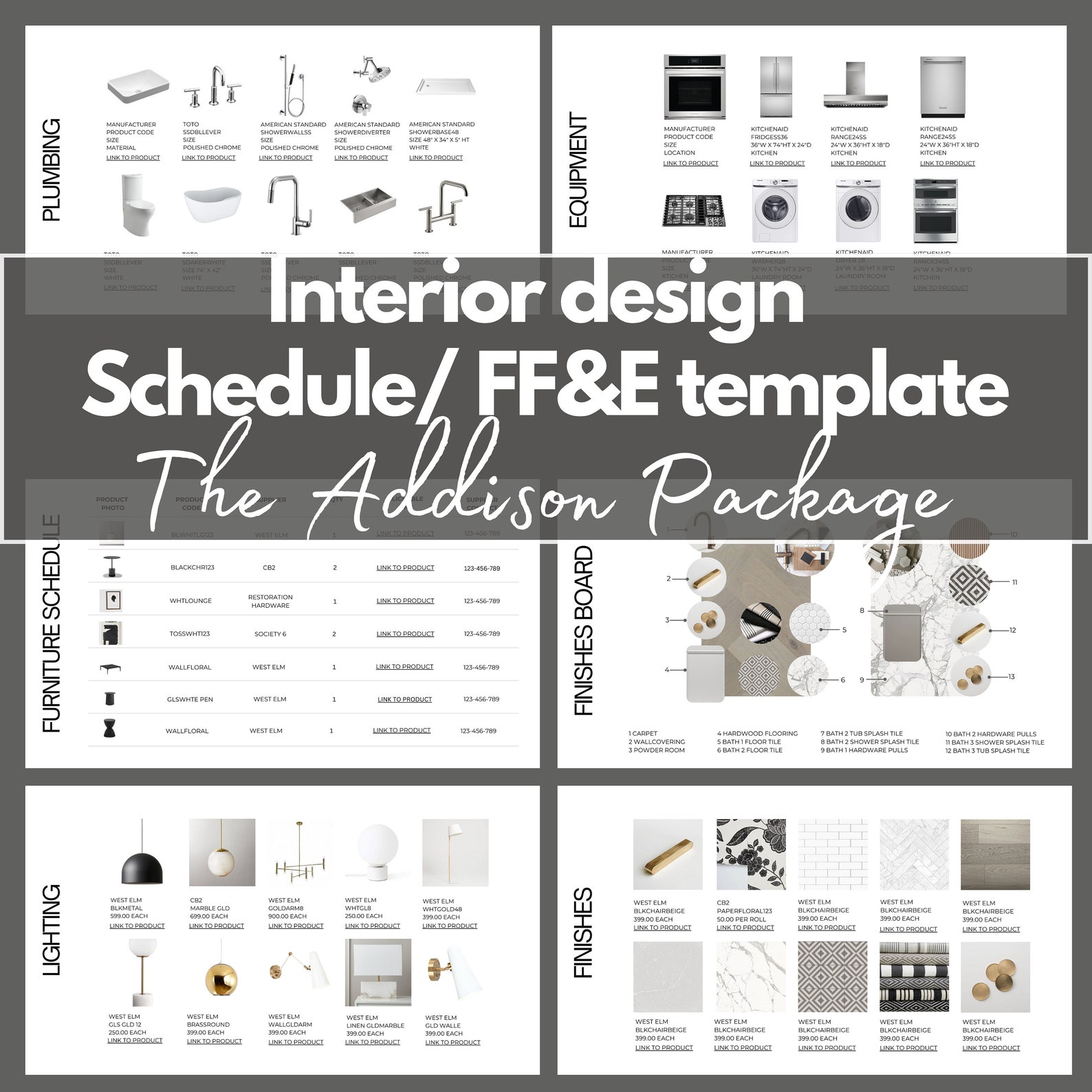 Interior Design Schedule Template, Fully Editable With Canva, Fixtures ...