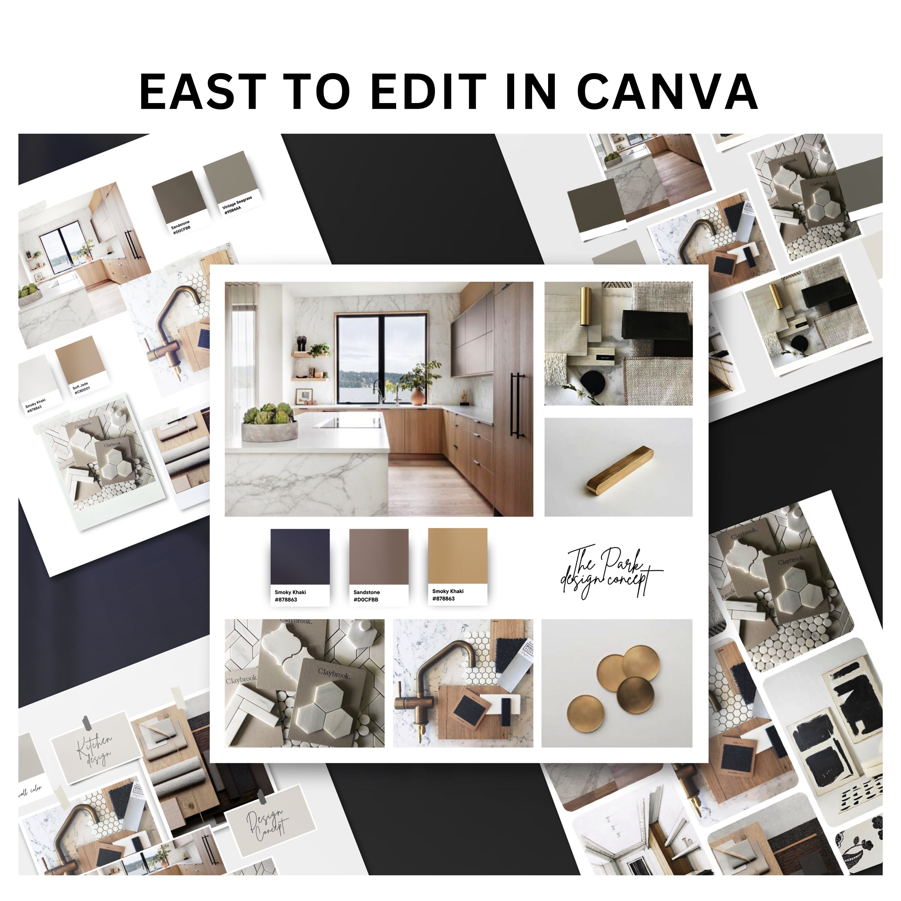 Interior Design Moodboard Template, Canva Editable Moodboard, Furniture ...