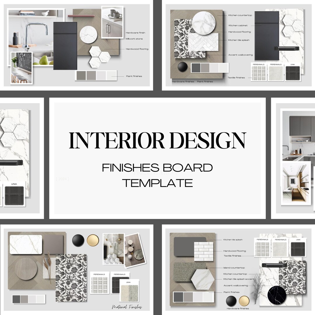 Interior Design Canva Finishes Board Mood Board Template, Edit in Canva ...