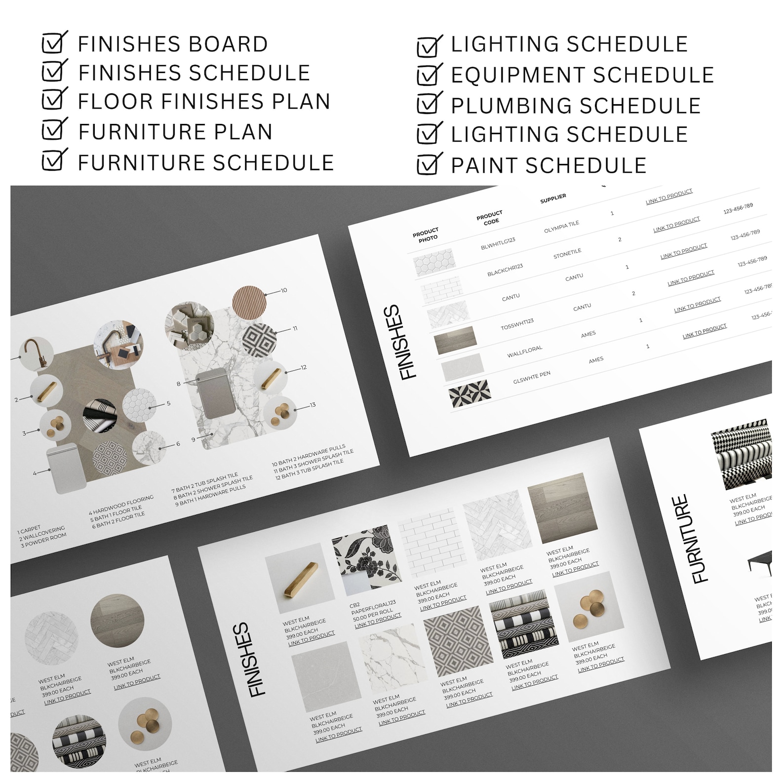 Interior Design Schedule Template, Fully Editable With Canva, Fixtures ...