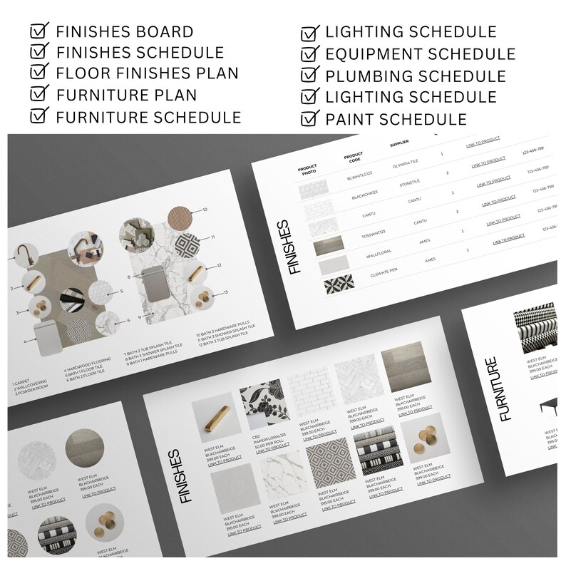 Interior Design Schedule Template, Fully Editable With Canva, Fixtures ...