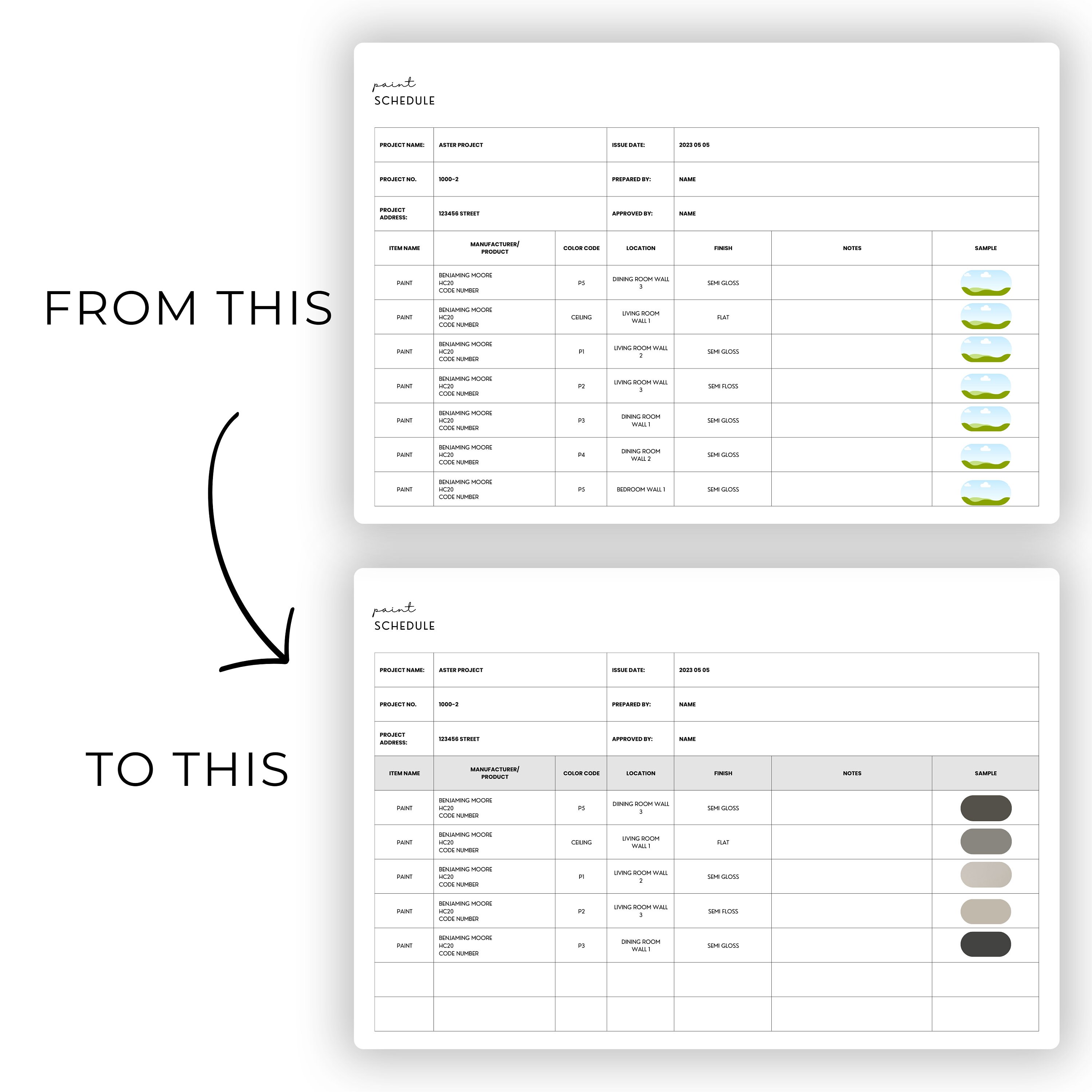 Interior Design Schedule Template, Fully Editable With Canva, Fixture ...