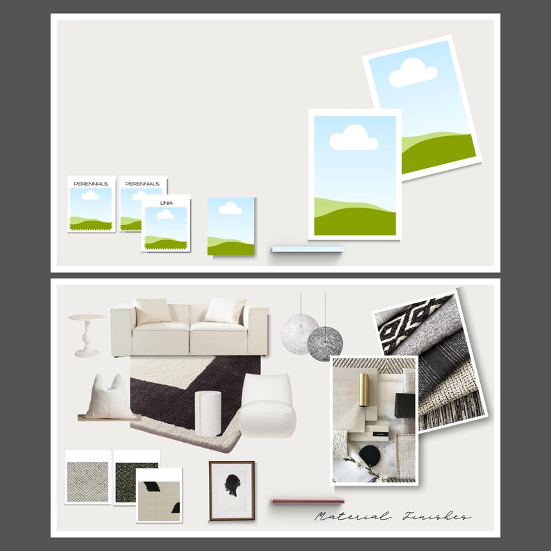 Furniture & Finishes Mood Board Canva Template • Editable FF and E ...