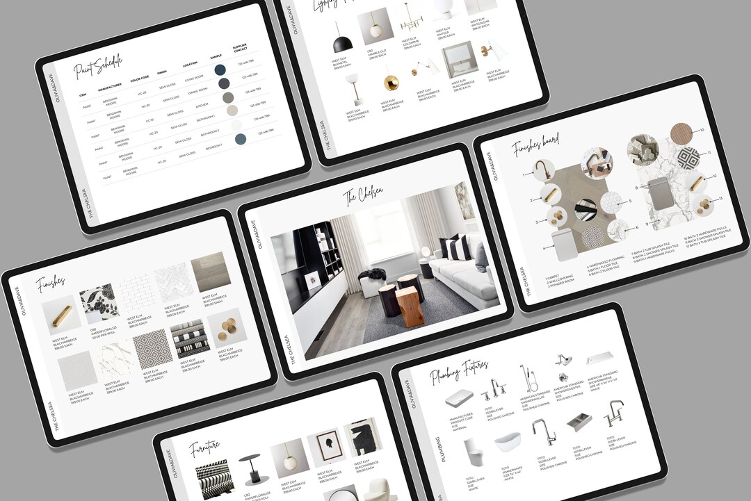 Interior Designer Canva Presentation Template, Mood Board, Finishes ...