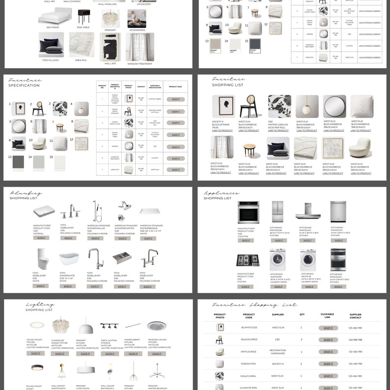 Interior Design Shopping List Template: Editable Furniture Board (canva ...