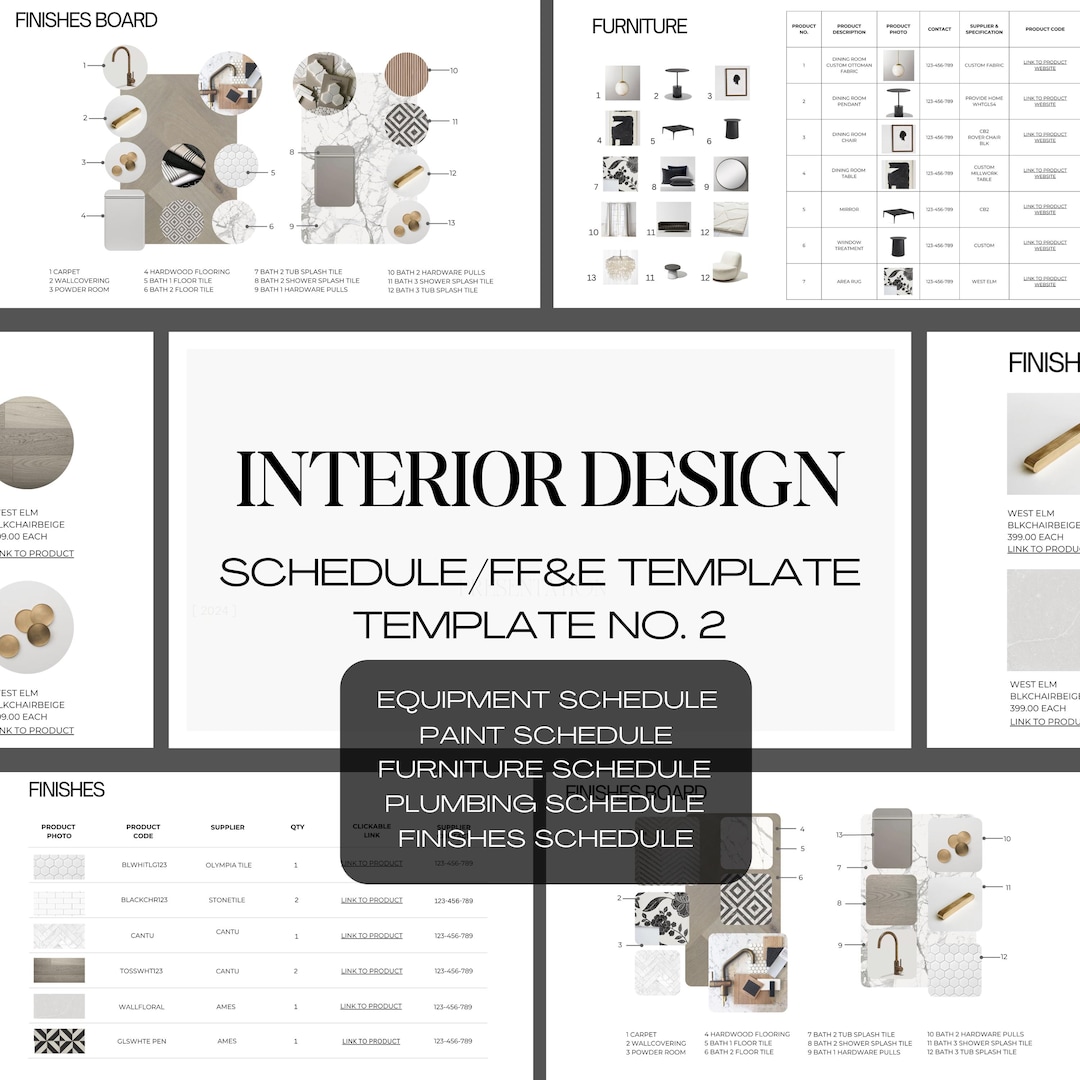 Interior Design Schedule Template, FF&E Canva Template, Edit in Canva ...