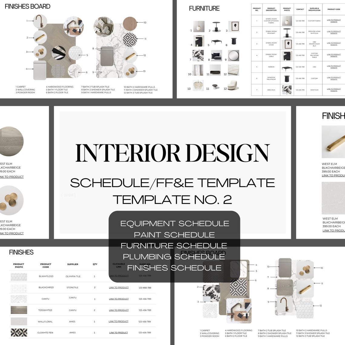 Interior Design Schedule Template, FF&E Canva Template, Edit in Canva ...