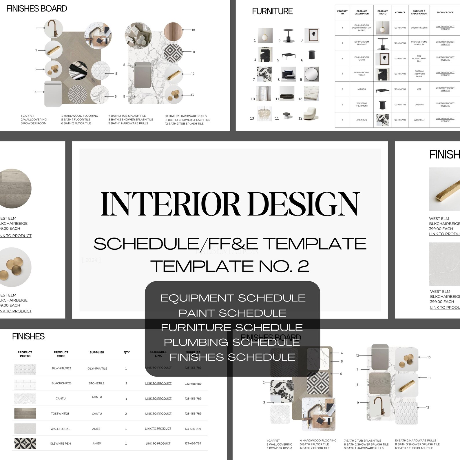 Interior Design Schedule Template, FF&E Canva Template, Edit in Canva ...