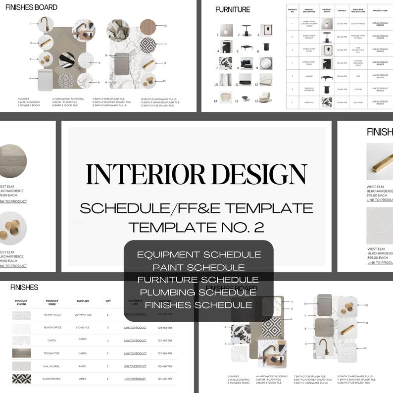 Interior Design Schedule Template, FF&E Canva Template, Edit in Canva ...