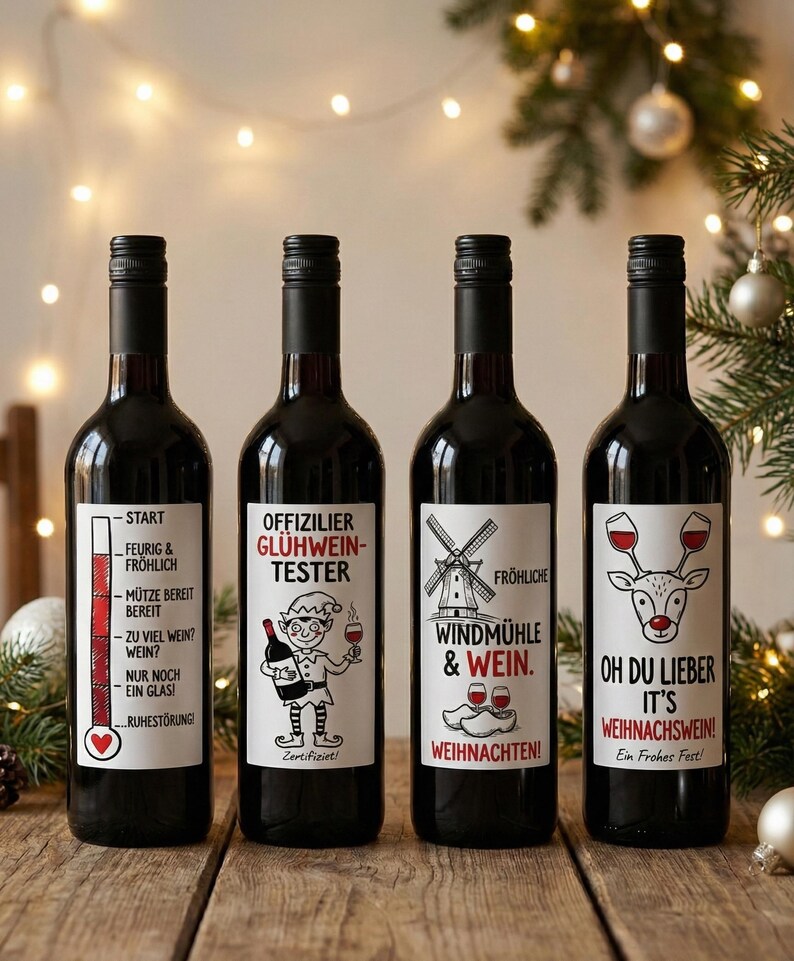 Funny Christmas Wine Labels • Secret Santa Gift for Colleagues ...