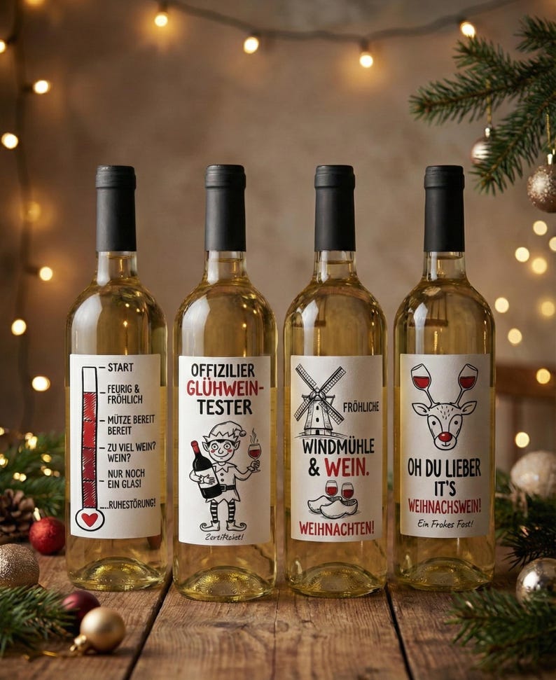 Funny Christmas Wine Labels • Secret Santa Gift for Colleagues ...