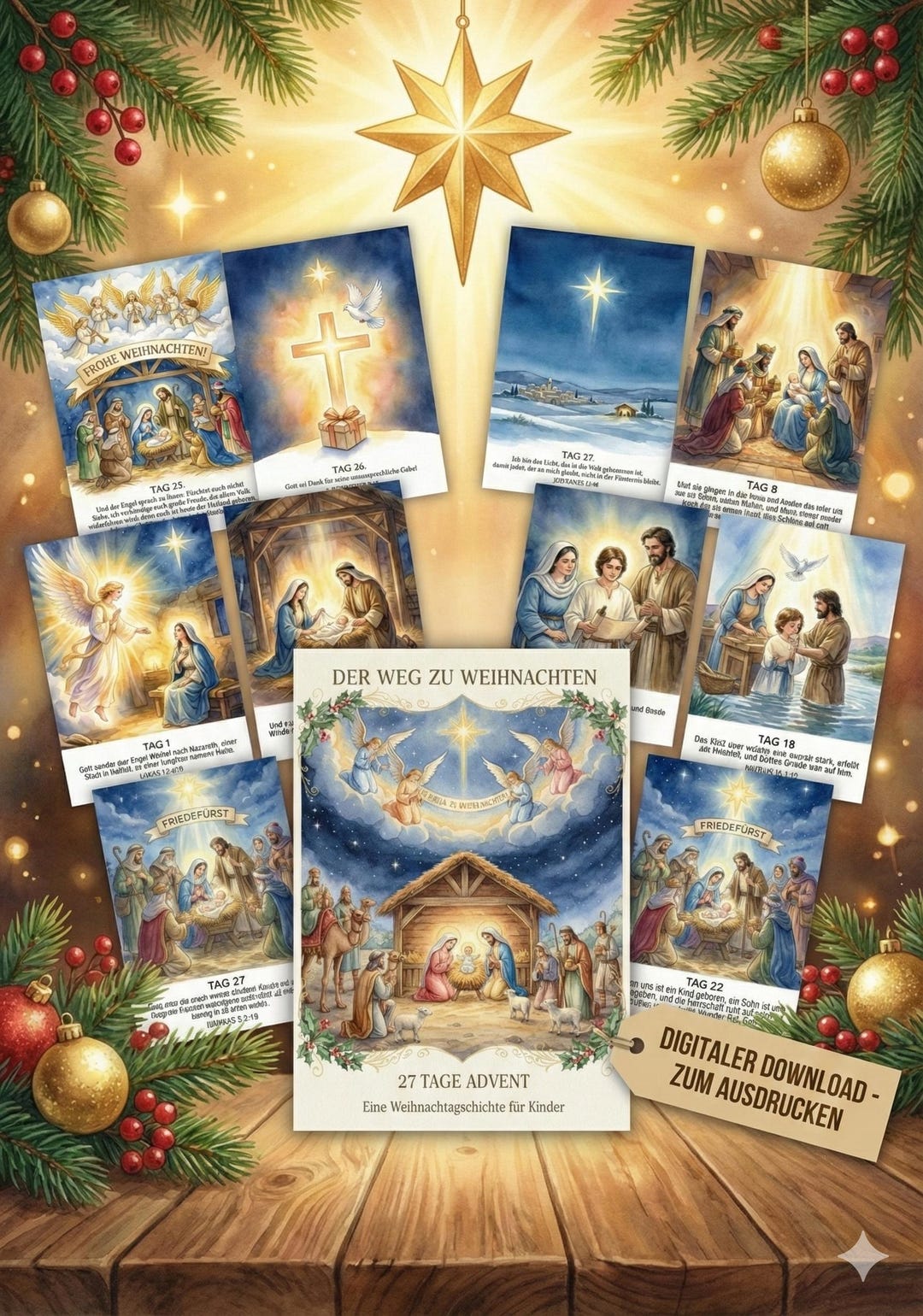 The Christmas Story Advent Cards Jesus' Birth Bible Verses • Christian ...